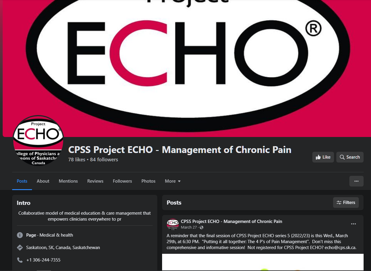 ECHO Saskatchewan – ECHO Chronic Pain & Opioid Stewardship Canada